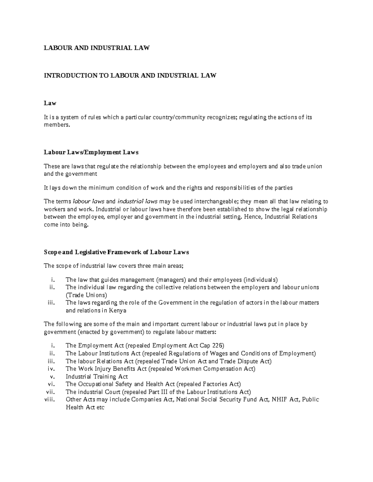 Labour & Industrial Law: An Introductory Guide to Legal Frameworks ...