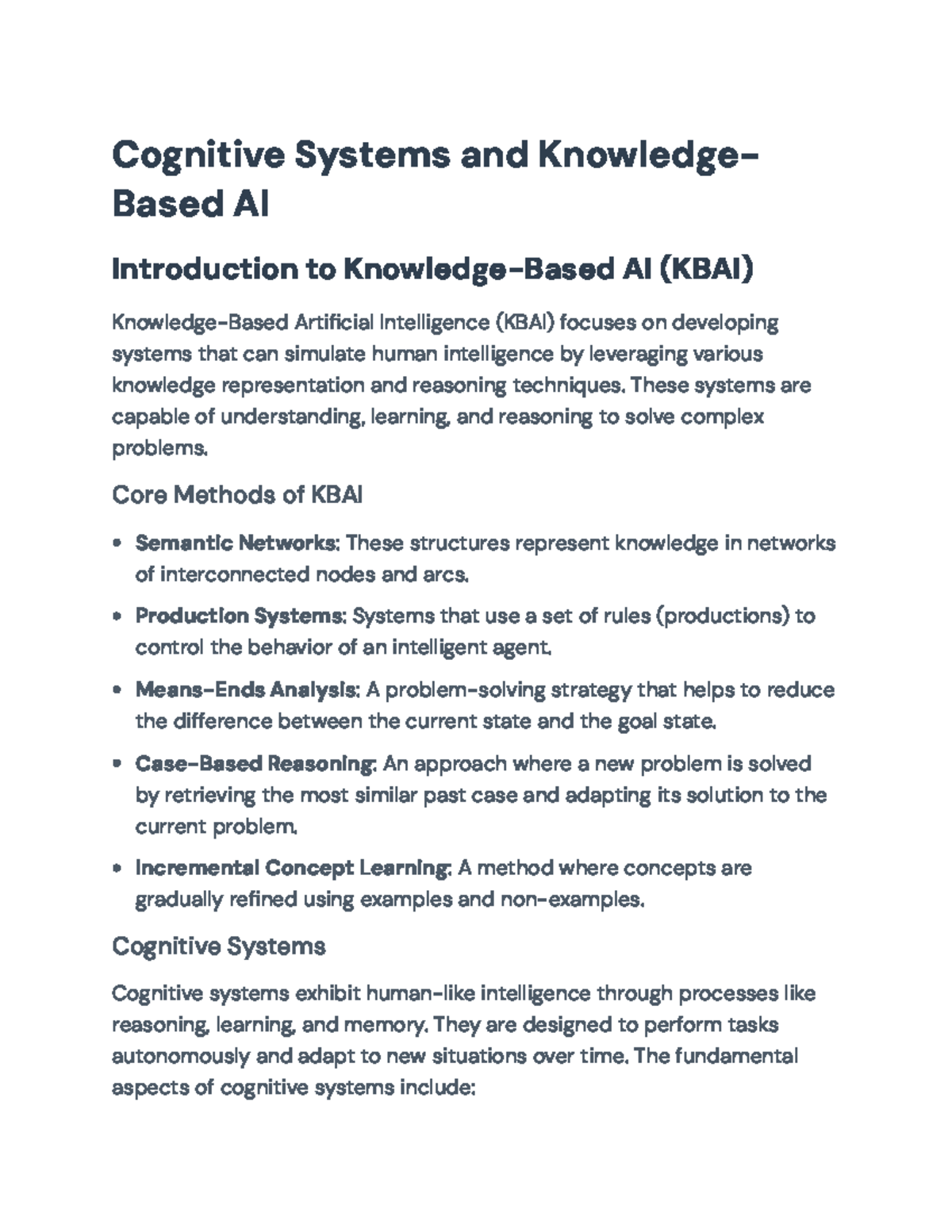 Knowledge-Based AI: Cognitive Systems and Problem Solving Methods - Cognitive Systems and ...