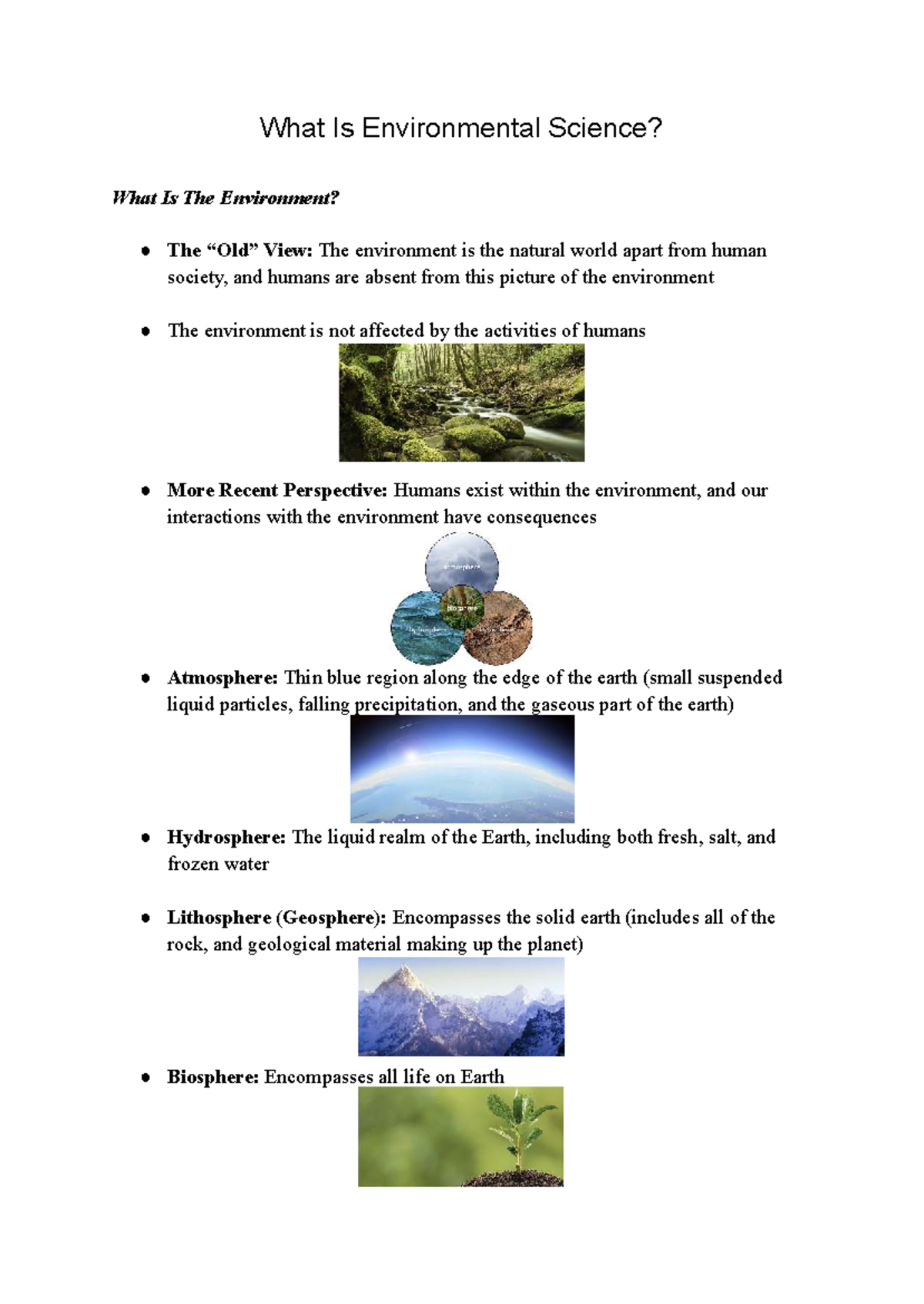 Environmental Science Overview: Understanding Our Natural World - Studocu