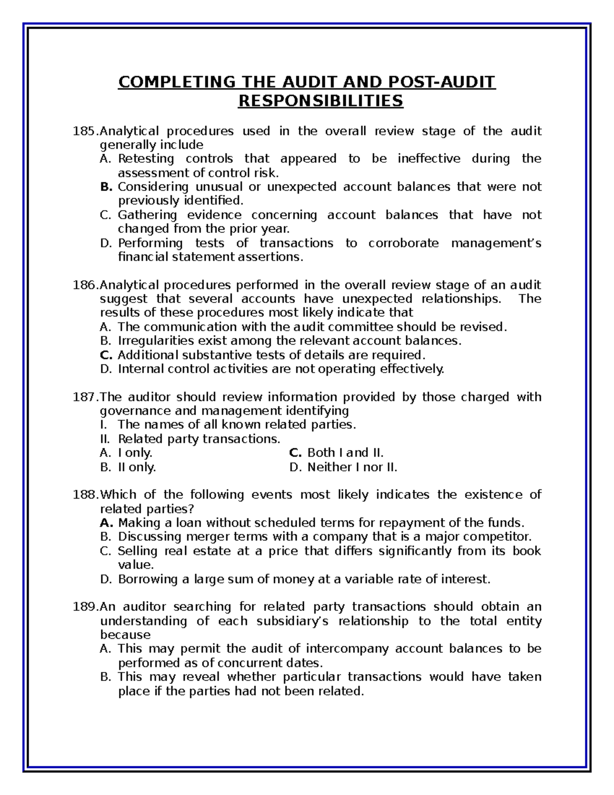 Completing Audit & Post-Audit Duties: Key Responsibilities - Studocu