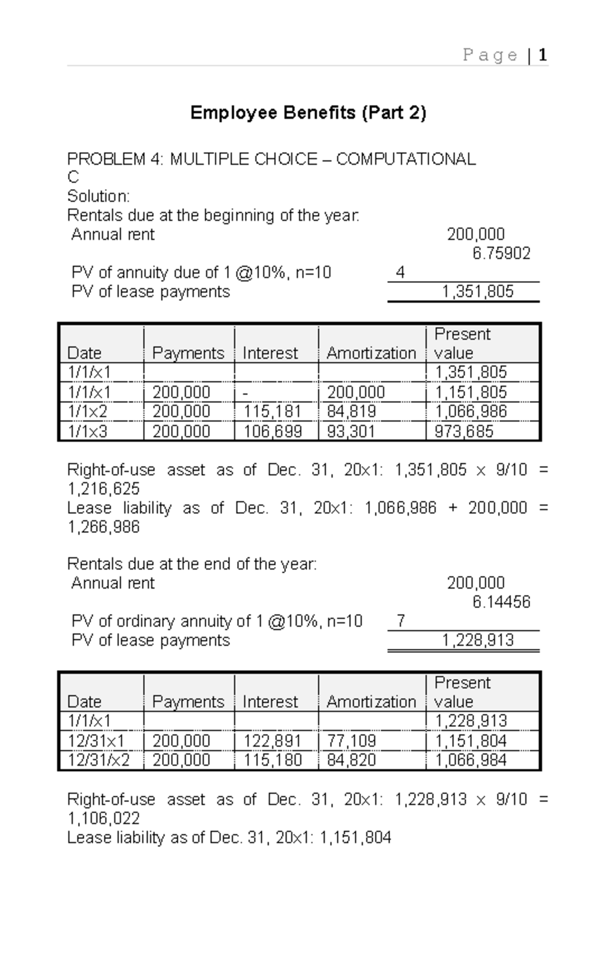 LM-CH6: Employee Benefits & Lease Liabilities - Problem 4 Solutions ...