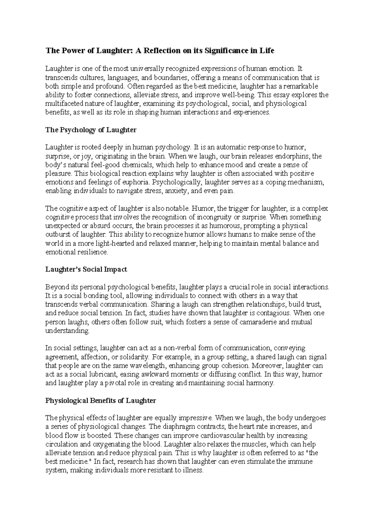 The Power of Laughter - Assignment on Psychological & Social Benefits ...