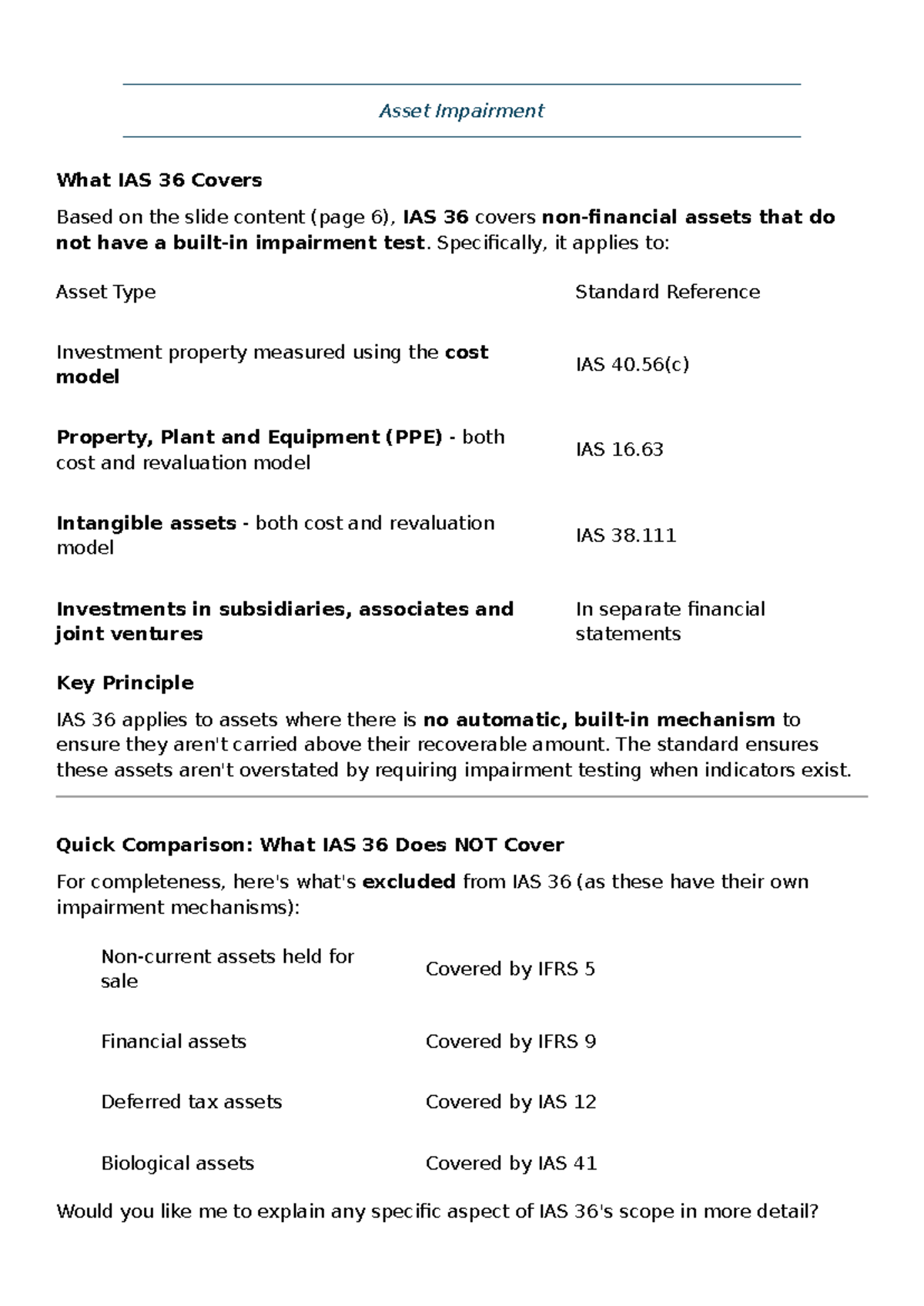 Asset Impairment Overview: Key Insights from IAS 36 - Studocu