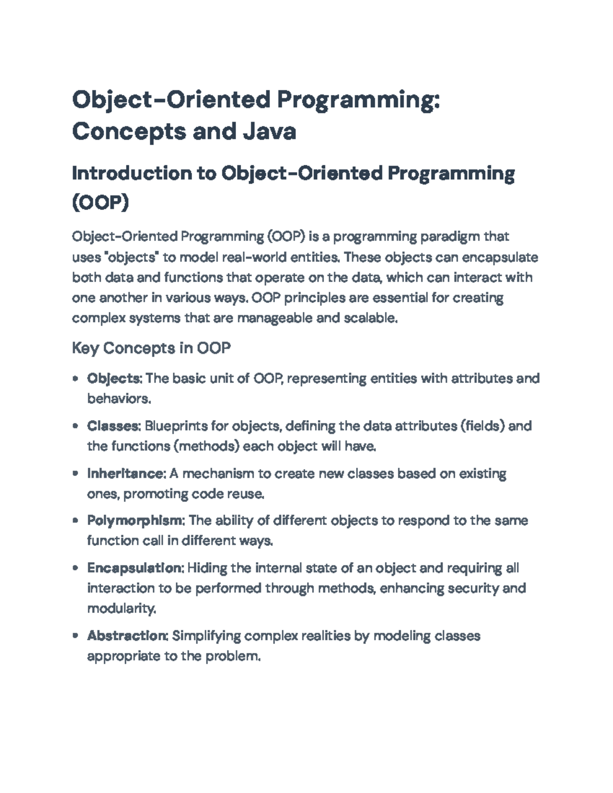 Object-Oriented Programming (OOP) Concepts in Java: An Overview - Object-Oriented Programming ...