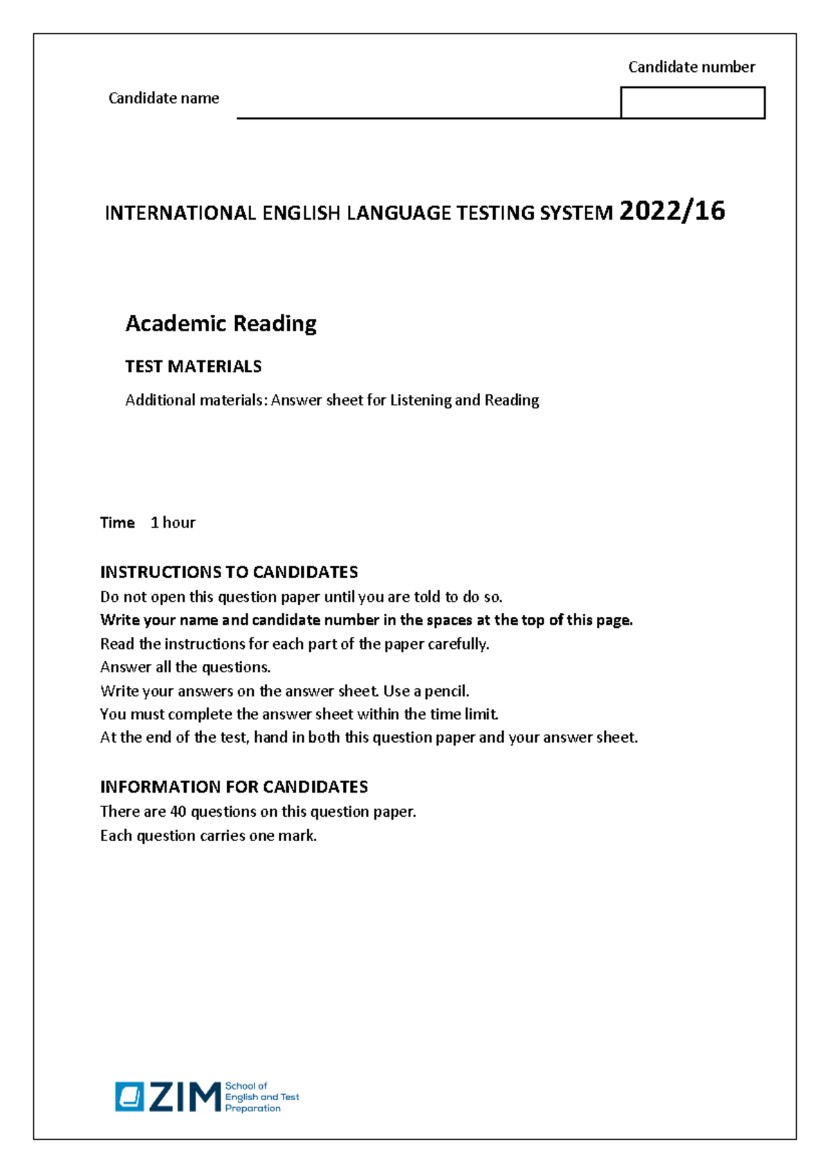 Scribd - Candidate number Candidate name INTERNATIONAL ENGLISH LANGUAGE ...