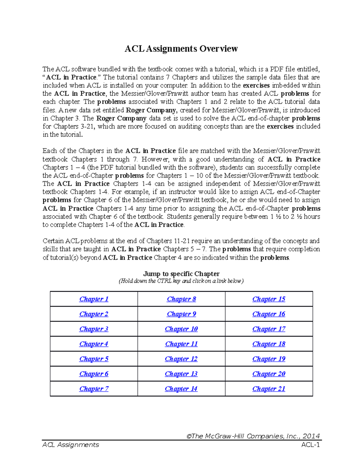 ACL 9e Final Assignments Overview and Roger Company Data Problems - Studocu