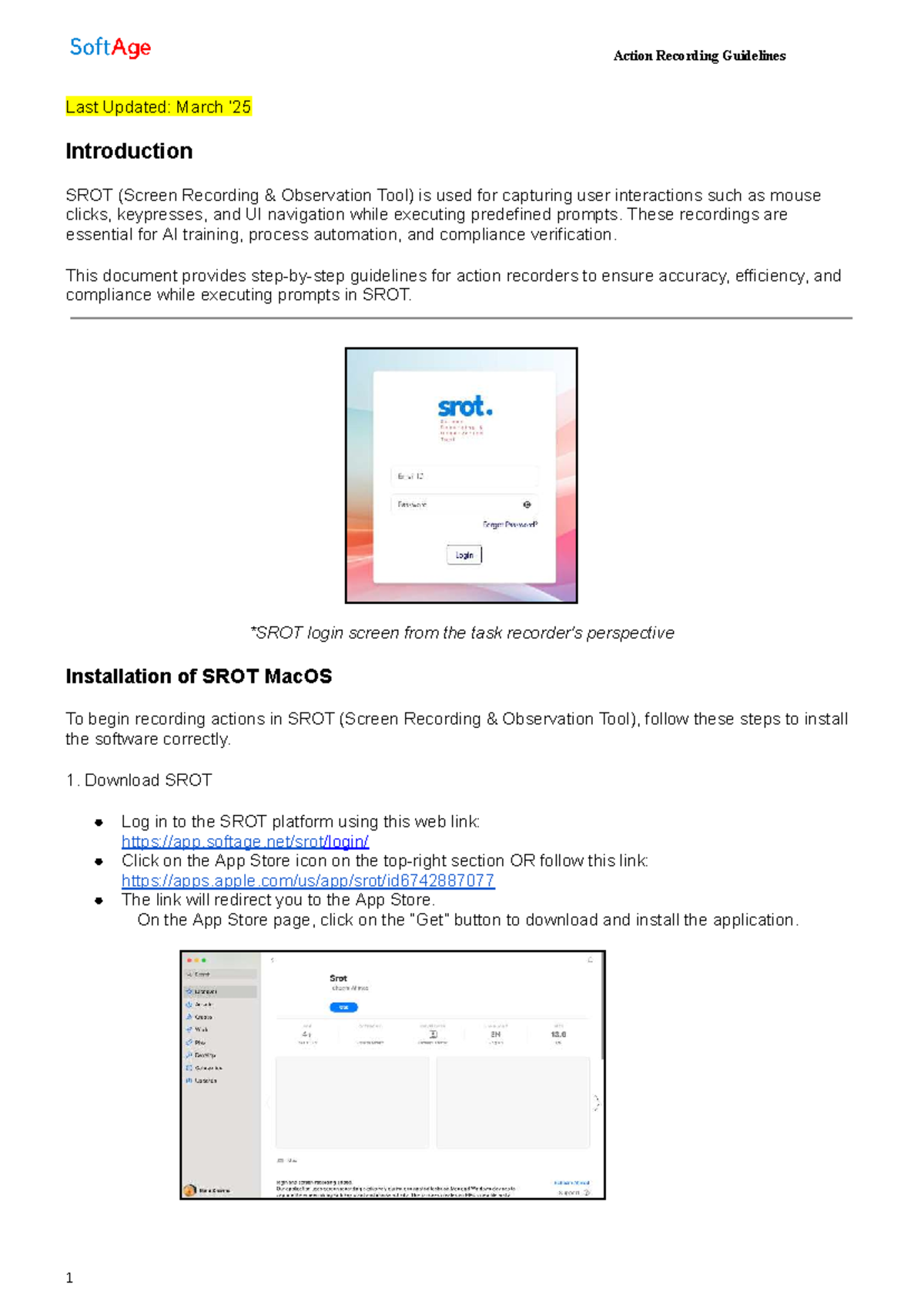 SROT Action Recording Guidelines: Installation & Best Practices - Studocu