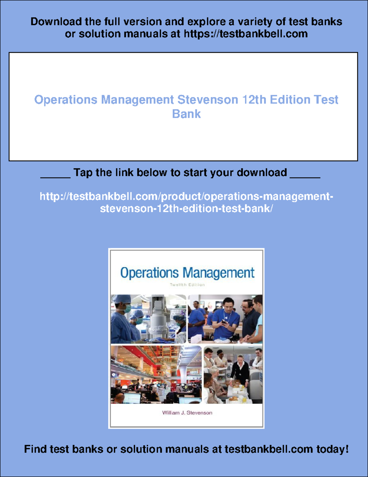 Operations Management Stevenson 12th Edition Test Bank Overview - Studocu