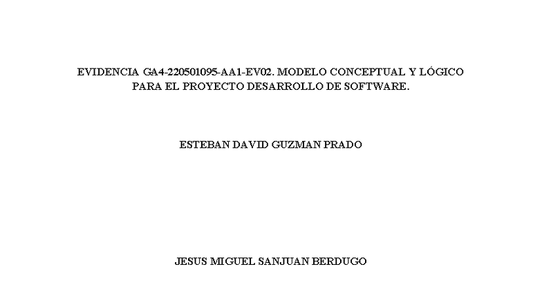 Modelo Conceptual y Lógico para Proyecto de Software - 3186608 - Studocu