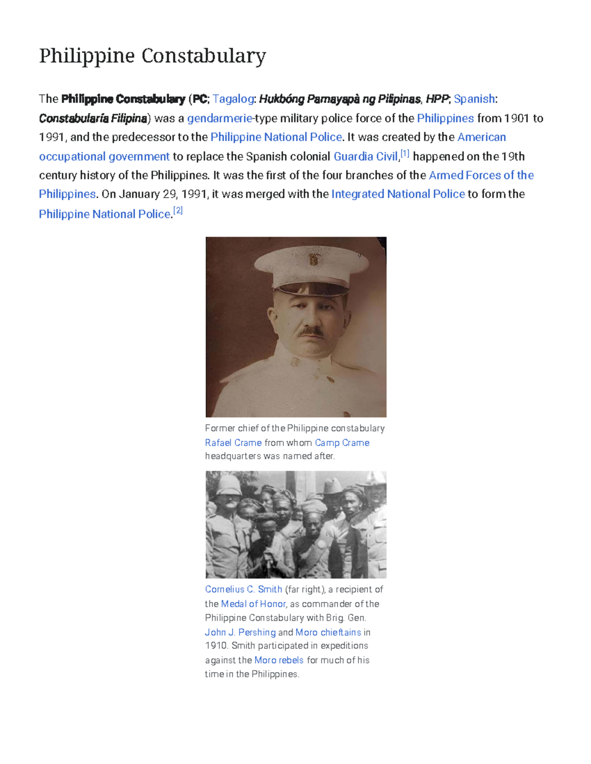 Philippine Constabulary: A Historical Overview (PC) - Studocu