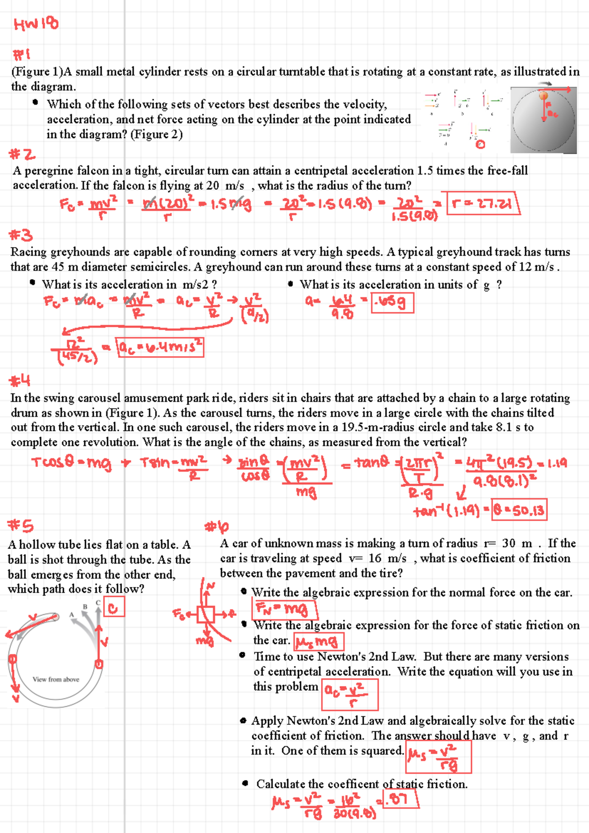 PHYS 101 Homework: Exam 2 - Centripetal Acceleration Problems - Studocu