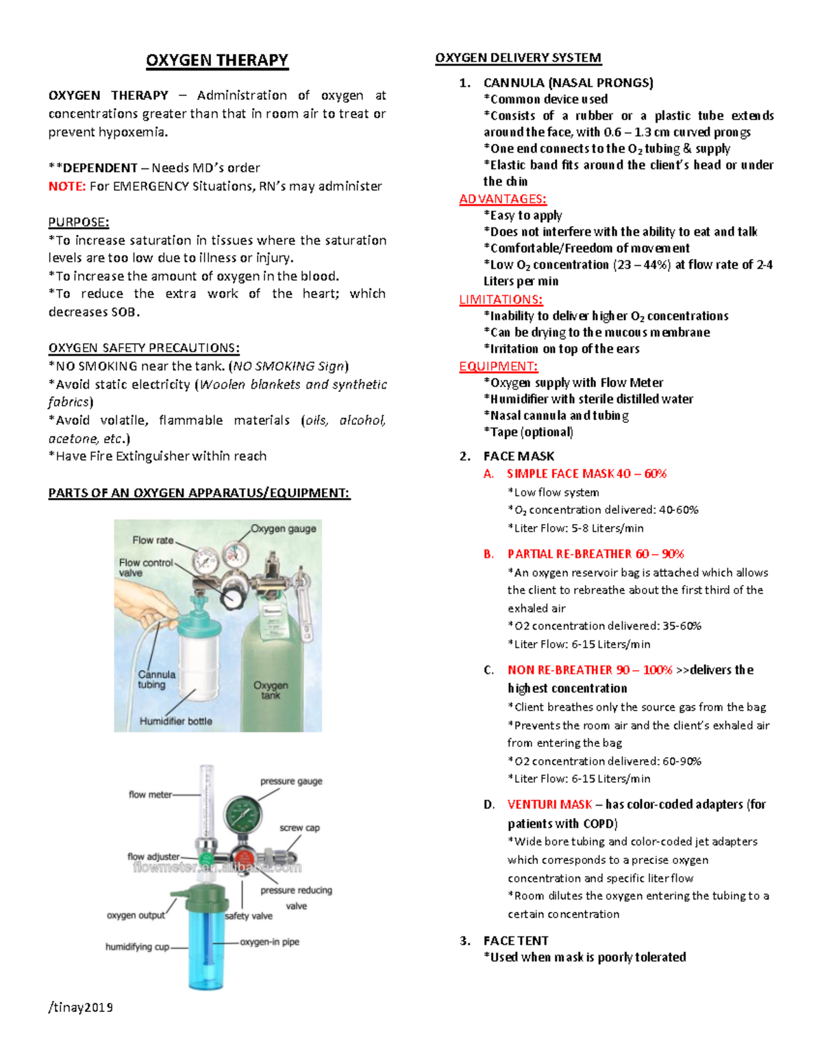 OXYGEN THERAPY: Administering Oxygen Safely in Emergencies - Studocu