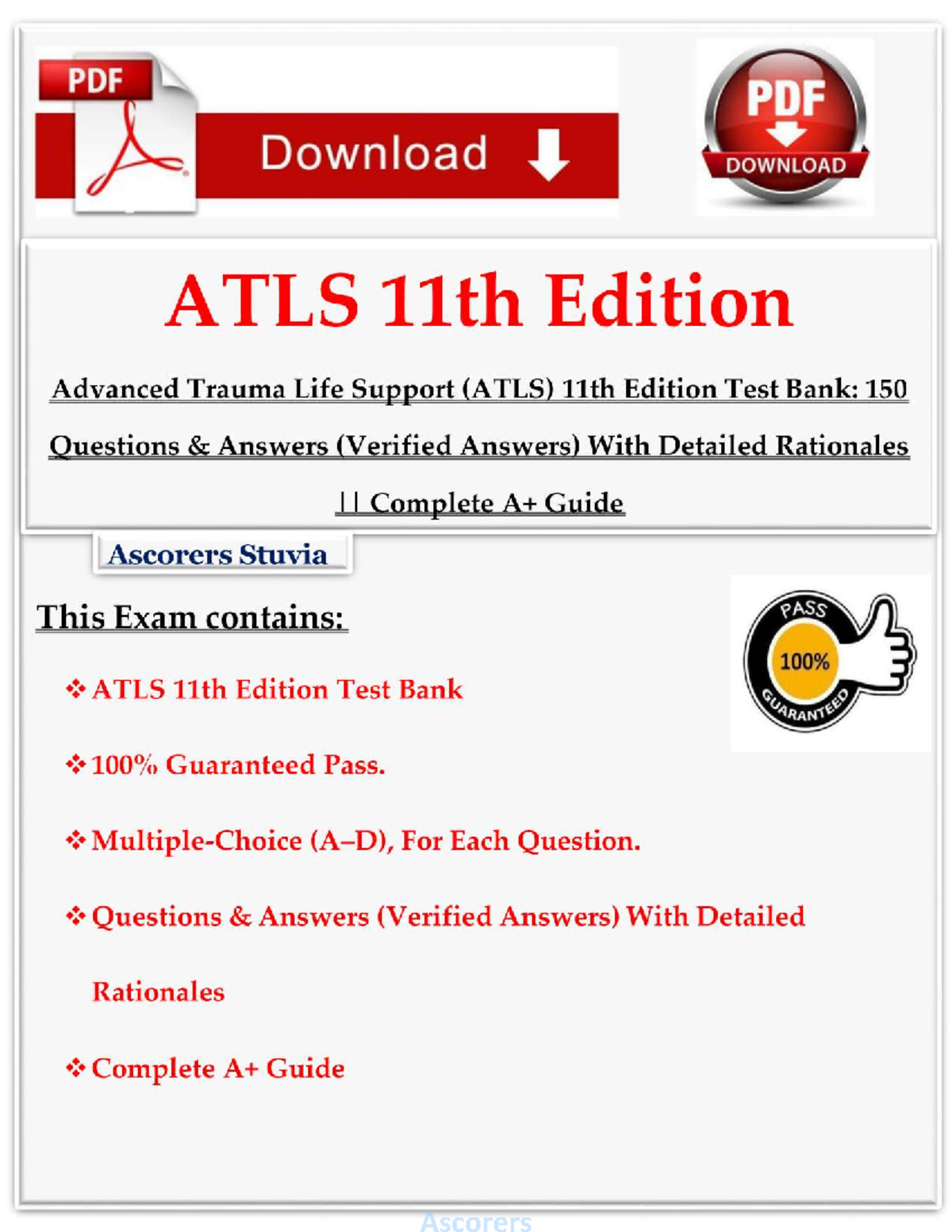 Advanced Trauma Life Support (ATLS) 11th Ed. Test Bank: 150 Q&A with ...