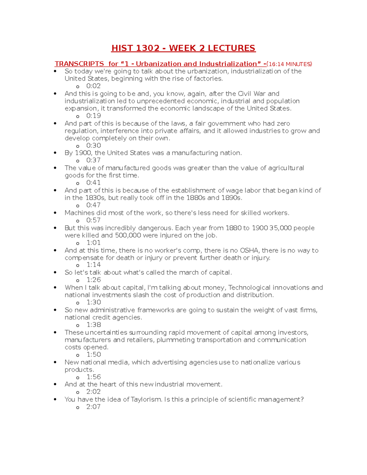 2 - Urbanization and Industrialization - Transcripts FOR Lecture - HIST ...