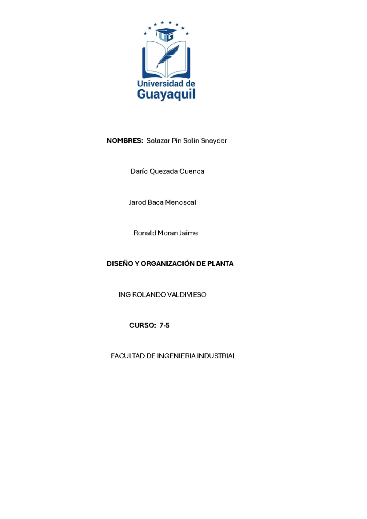 Refuerzo del Diagrama de Layout de Planta - Curso: Ingeniería ...