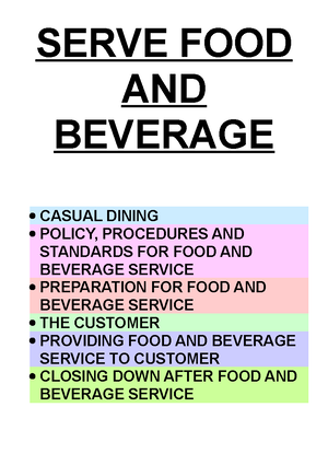 F&B Management Notes - LESSON 1 INTRODUCTION TO FOOD AND BEVERAGE ...