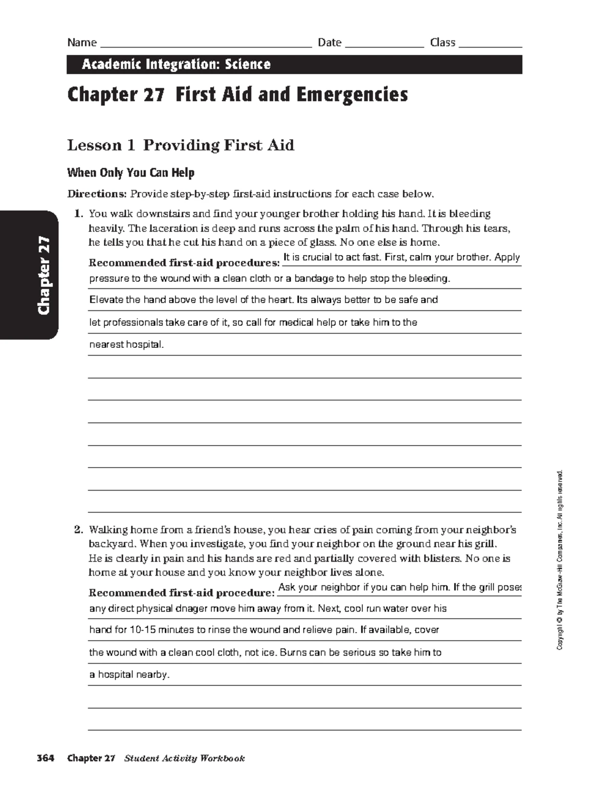 First Aid & CPR Lesson 1 Notes: Chapter 27 Overview - Studocu