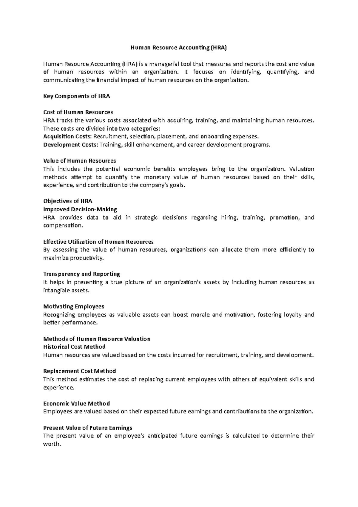 Human Resource Accounting - It focuses on identifying, quantifying, and ...
