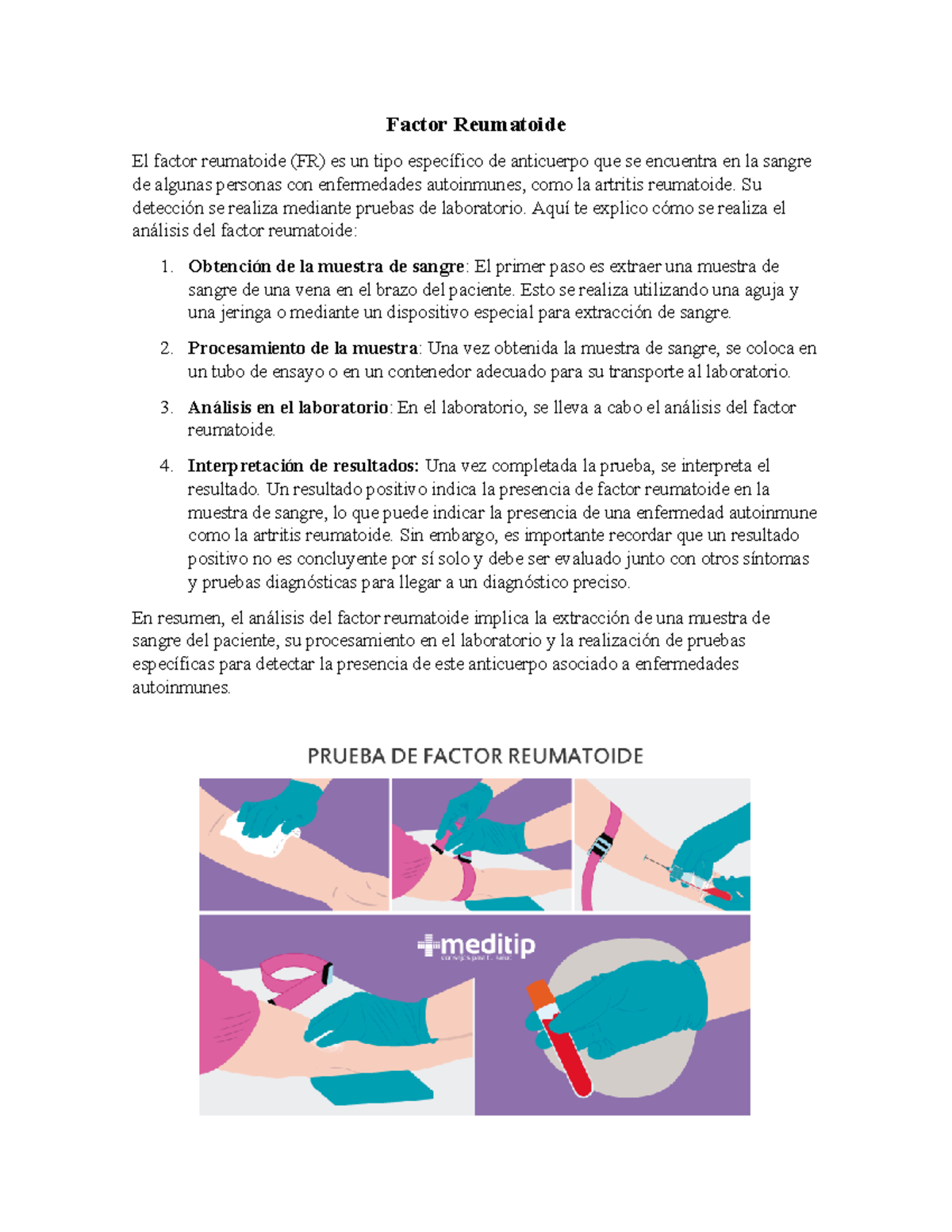 Análisis del Factor Reumatoide: Pruebas y Resultados en Salud - Studocu
