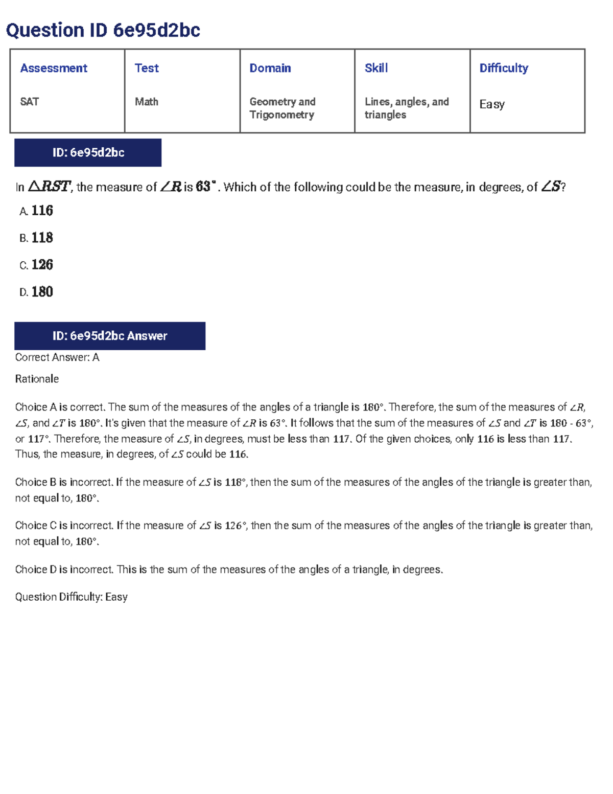 SAT Math Practice: Geometry & Trigonometry Assessment Test - Studocu