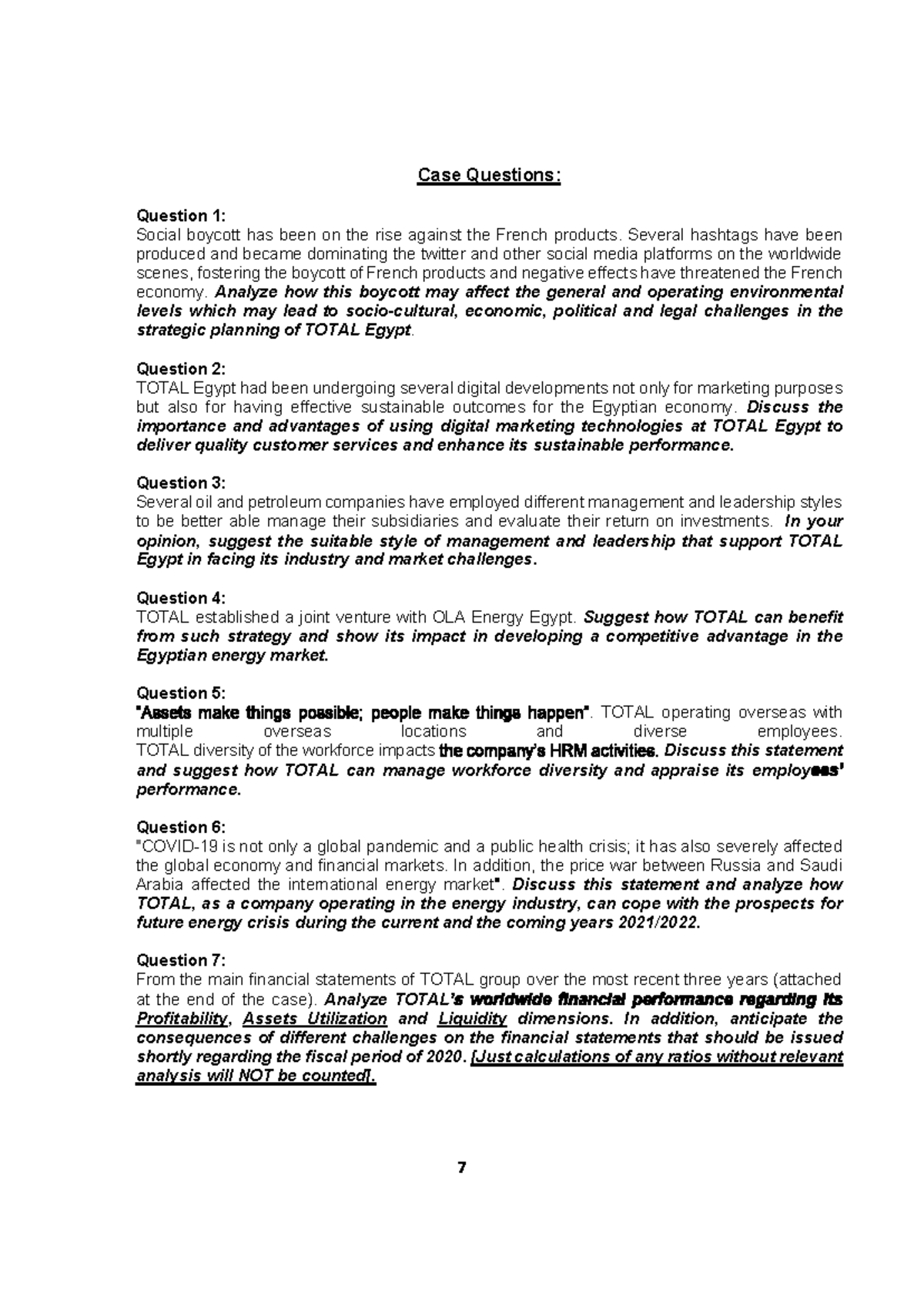 TOTAL Case Study: Comprehensive Exam on Economic & Digital Strategies ...