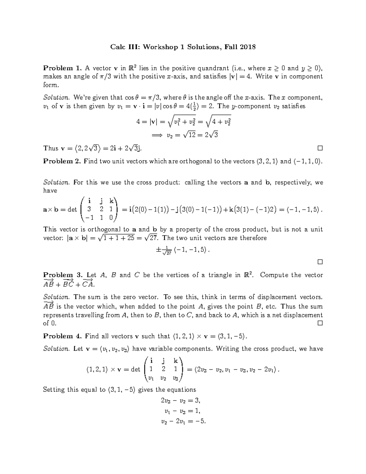 Workshop 1 solns - Step by step problem solving tutorial - Calc III ...