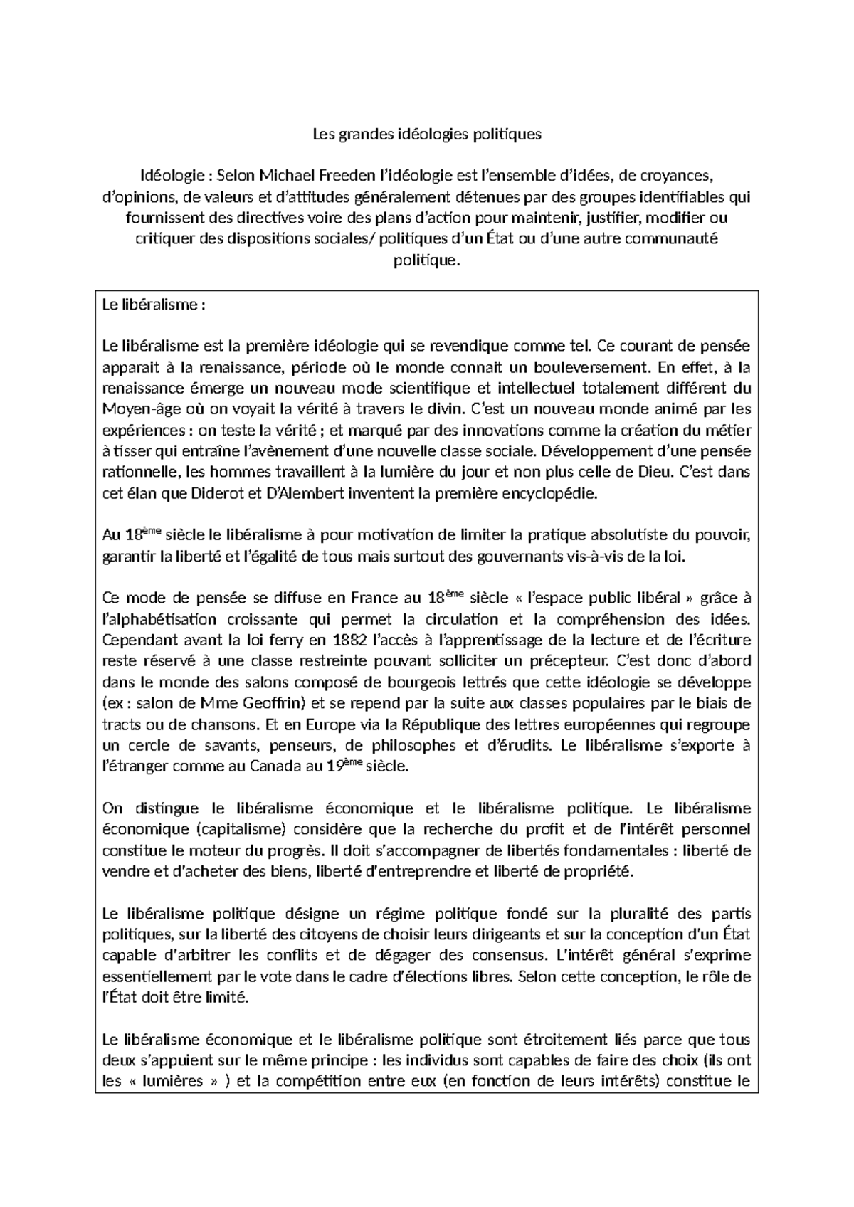 Les grandes idéologies politiques : libéralisme, républicanisme et ...