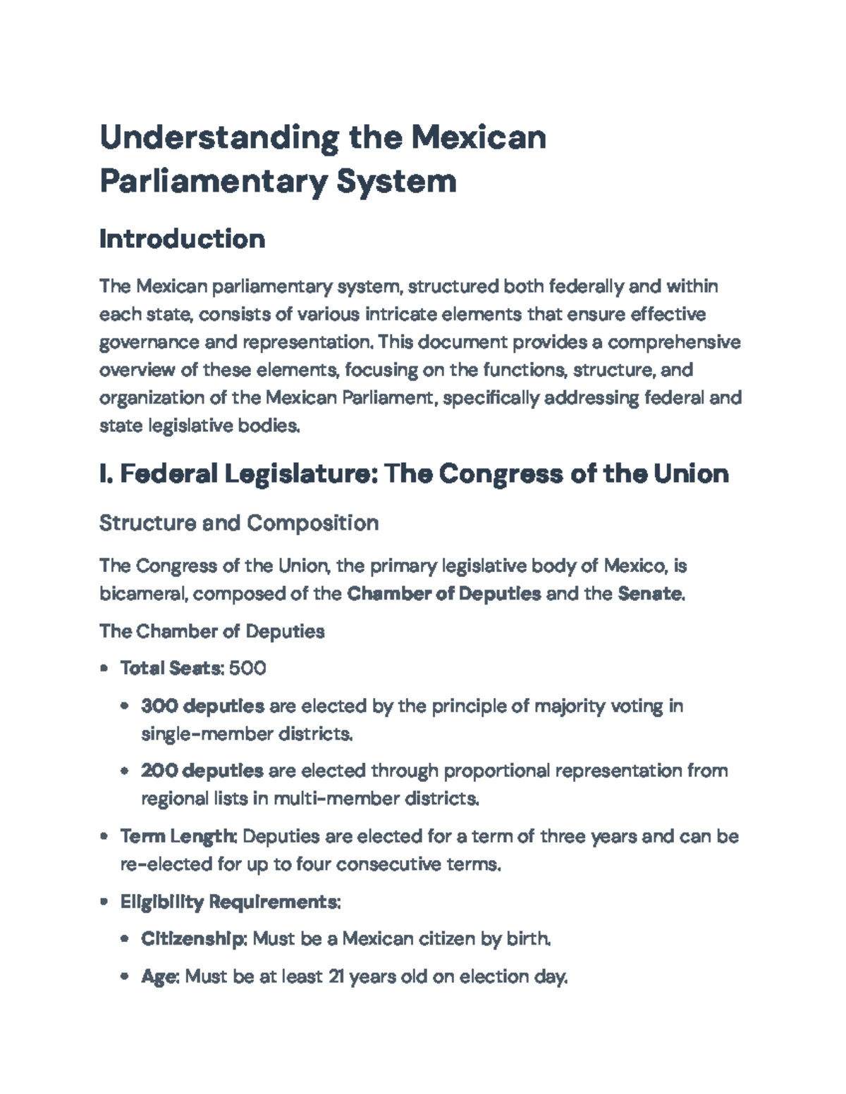 Understanding the Mexican Parliamentary System: Structure & Functions ...