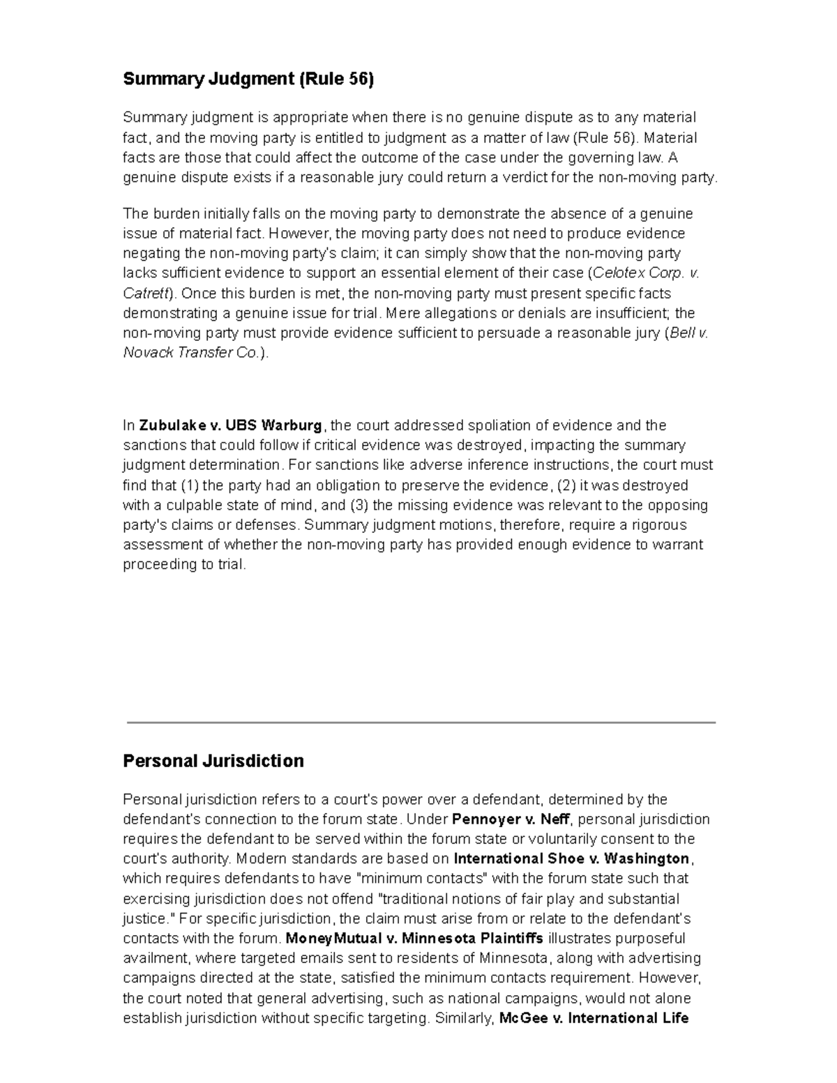 Rule Blocks - This are rules d. - Summary Judgment (Rule 56) Summary ...