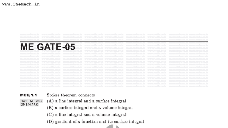 GATE ME 2005 MCQs with Solutions and Explanations - Studocu