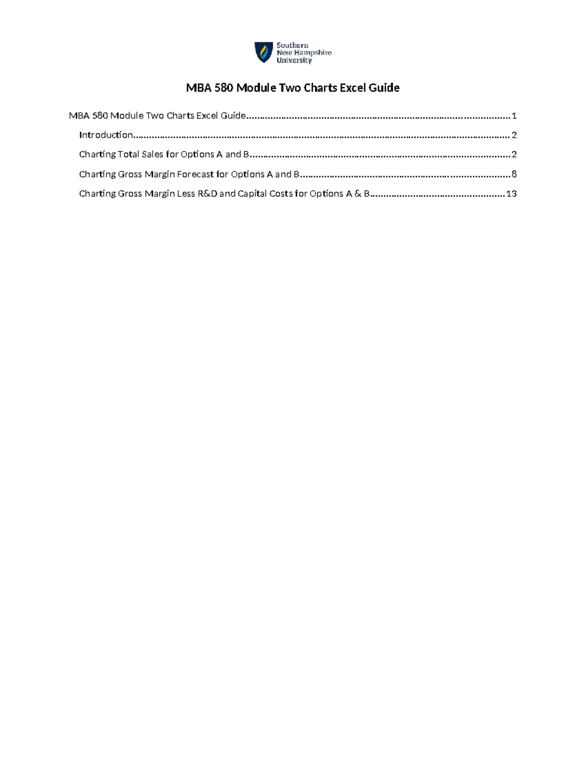 MBA 580 Module Two Excel Charting Guide for Financial Analysis - Studocu