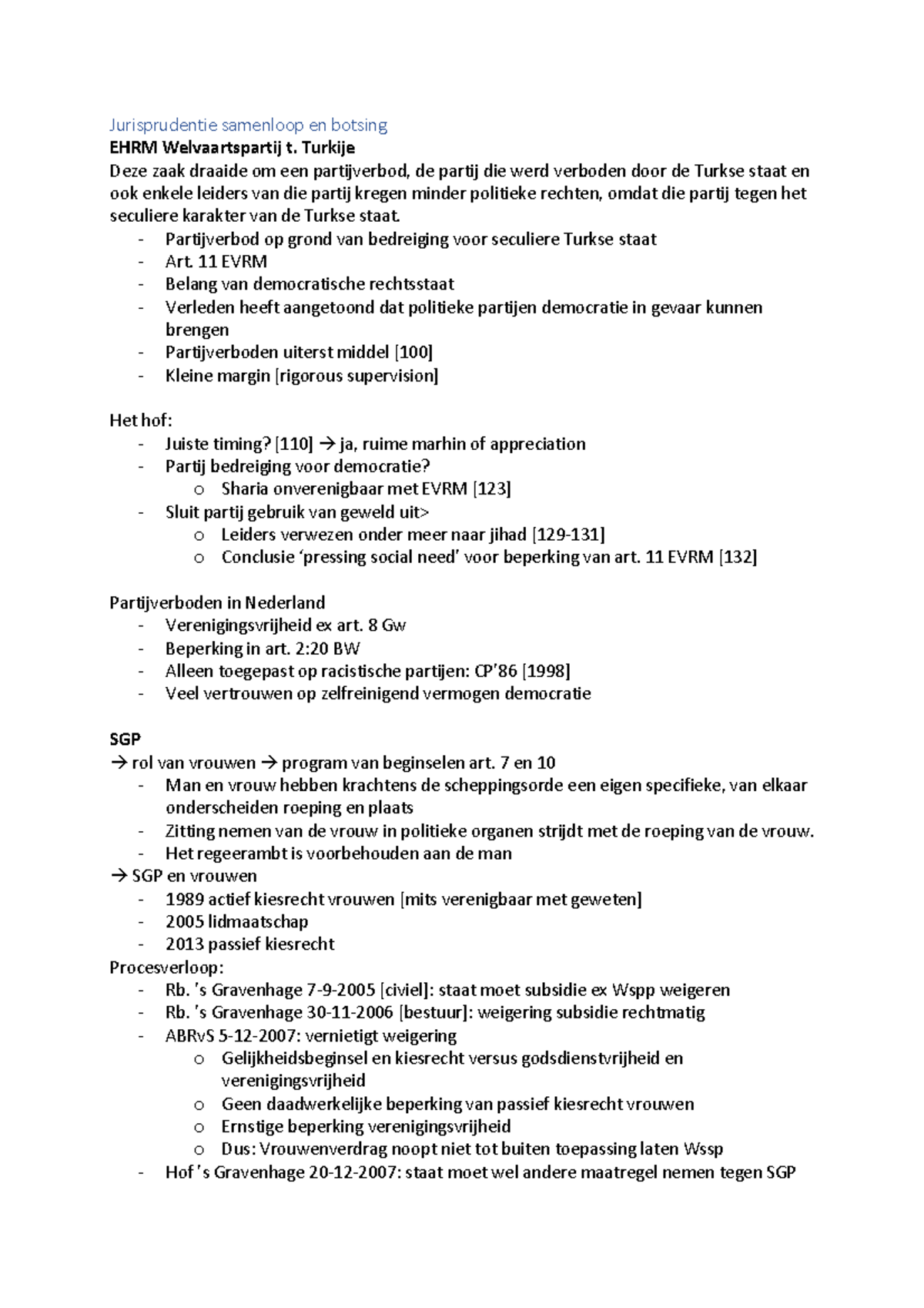 Fundamenteel Recht 5 - Jurisprudentie: Samenloop en Botsing van ...