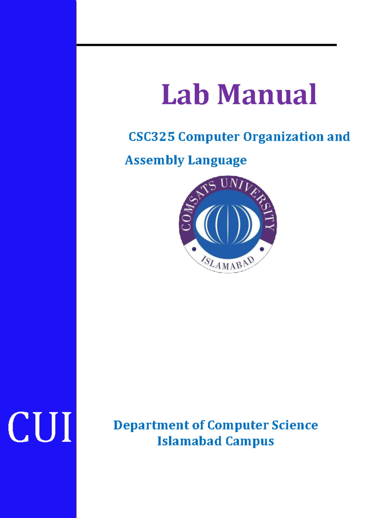 CSC325 Lab Manual: Computer Organization & Assembly Language SP24 V2 - Studocu