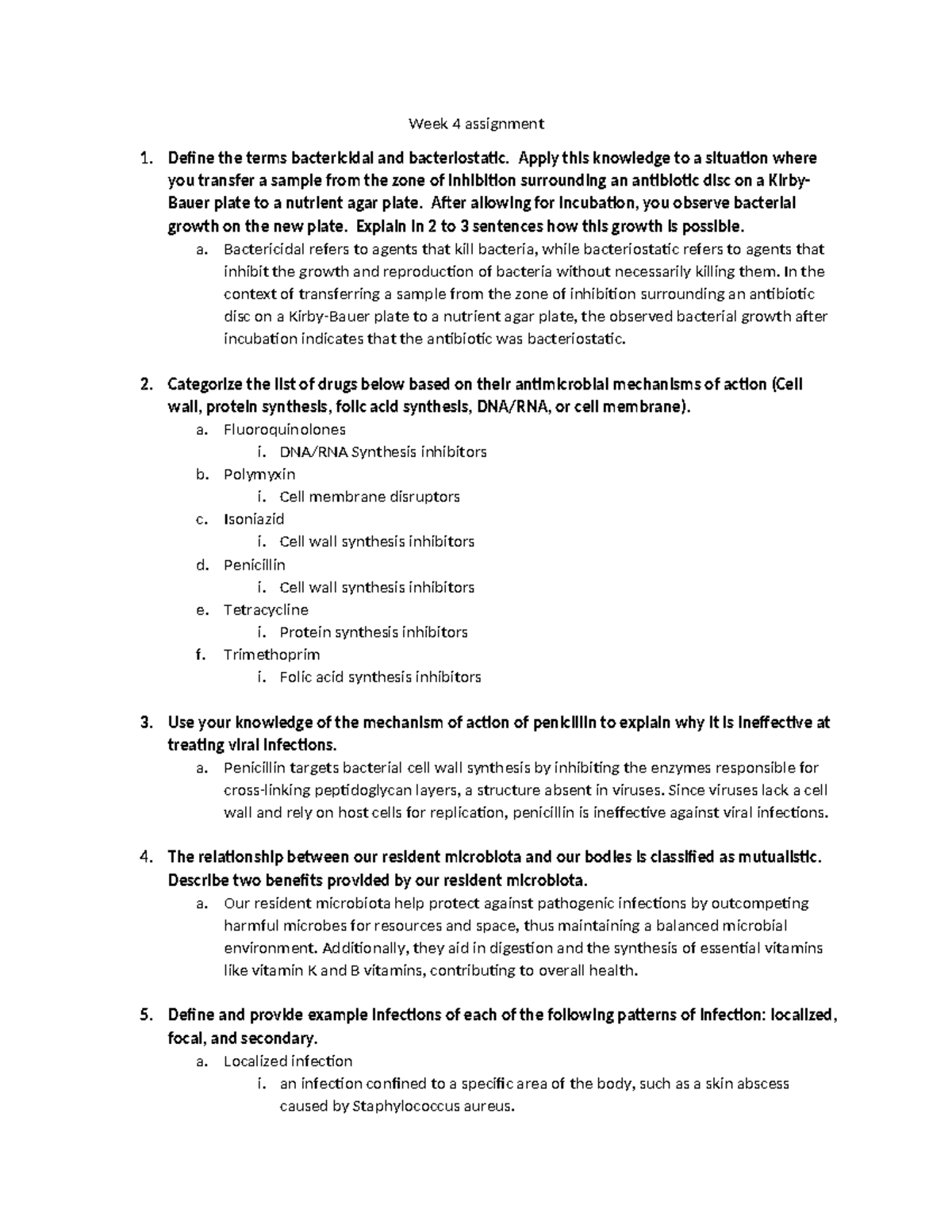 Microbiology 101: Week 4 Assignment - Antimicrobial Mechanisms ...