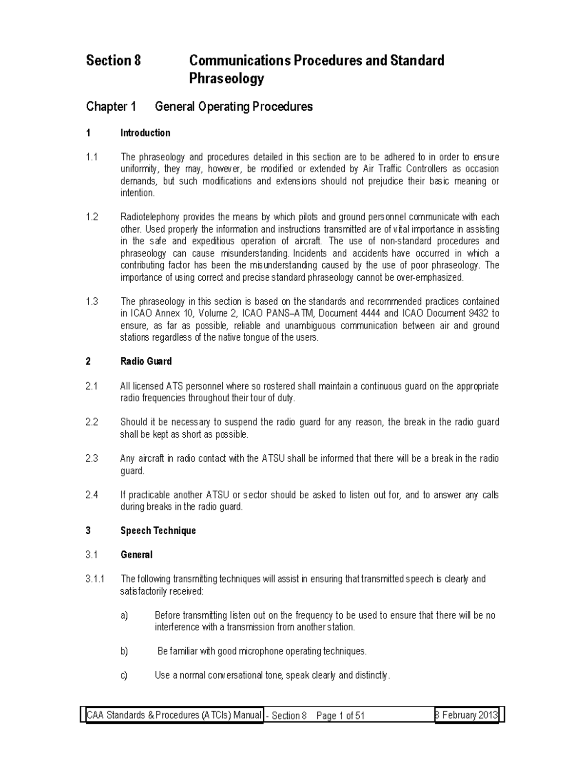 Section 8 - Chapter 1: Communications Procedures & Standard Phraseology ...