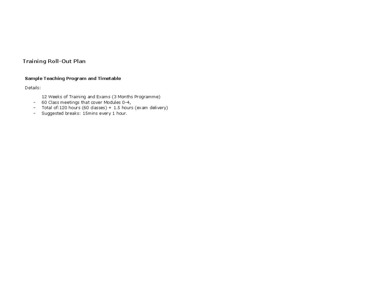 14910 Learner Po E Guide - Training Roll-Out Plan Sample Teaching ...