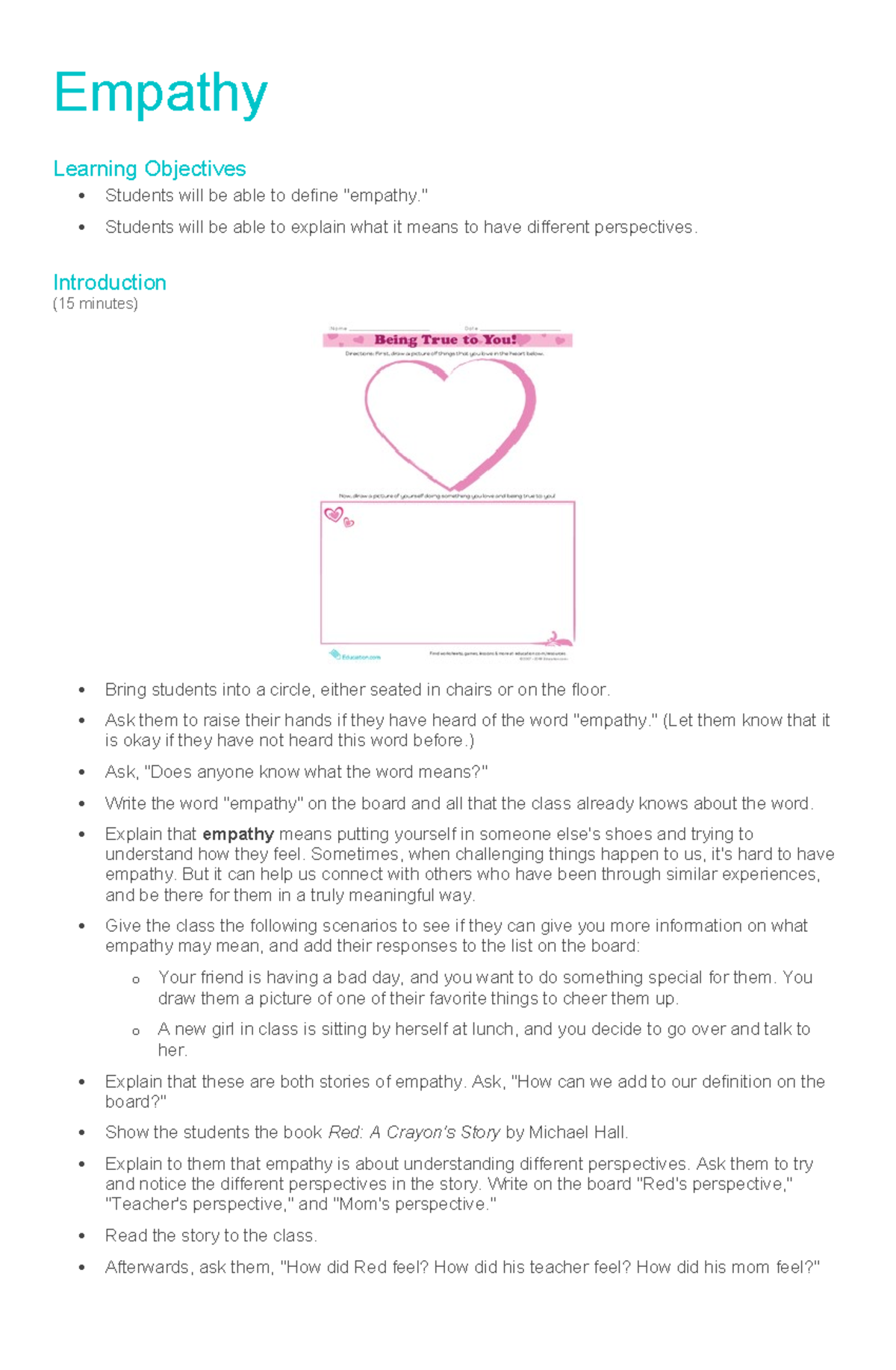 Empathy Lesson Plan: Understanding Perspectives in Students - Studocu