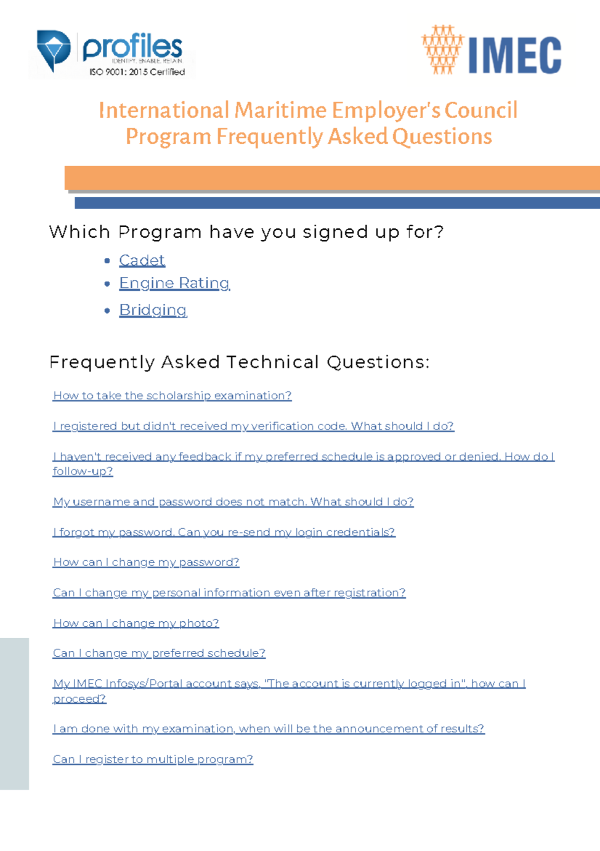 IMEC FAQs 2022: Cadet & Bridging Programs Overview - Studocu