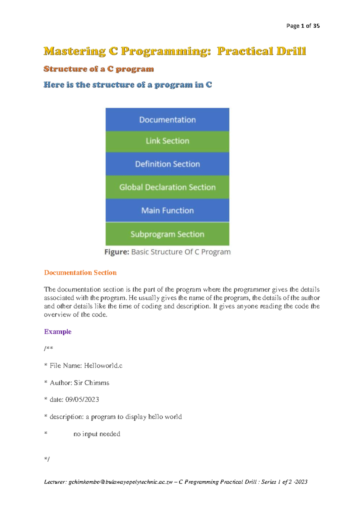 C Programming Practical Drill: Mastering Concepts & Programs V1 2023 ...