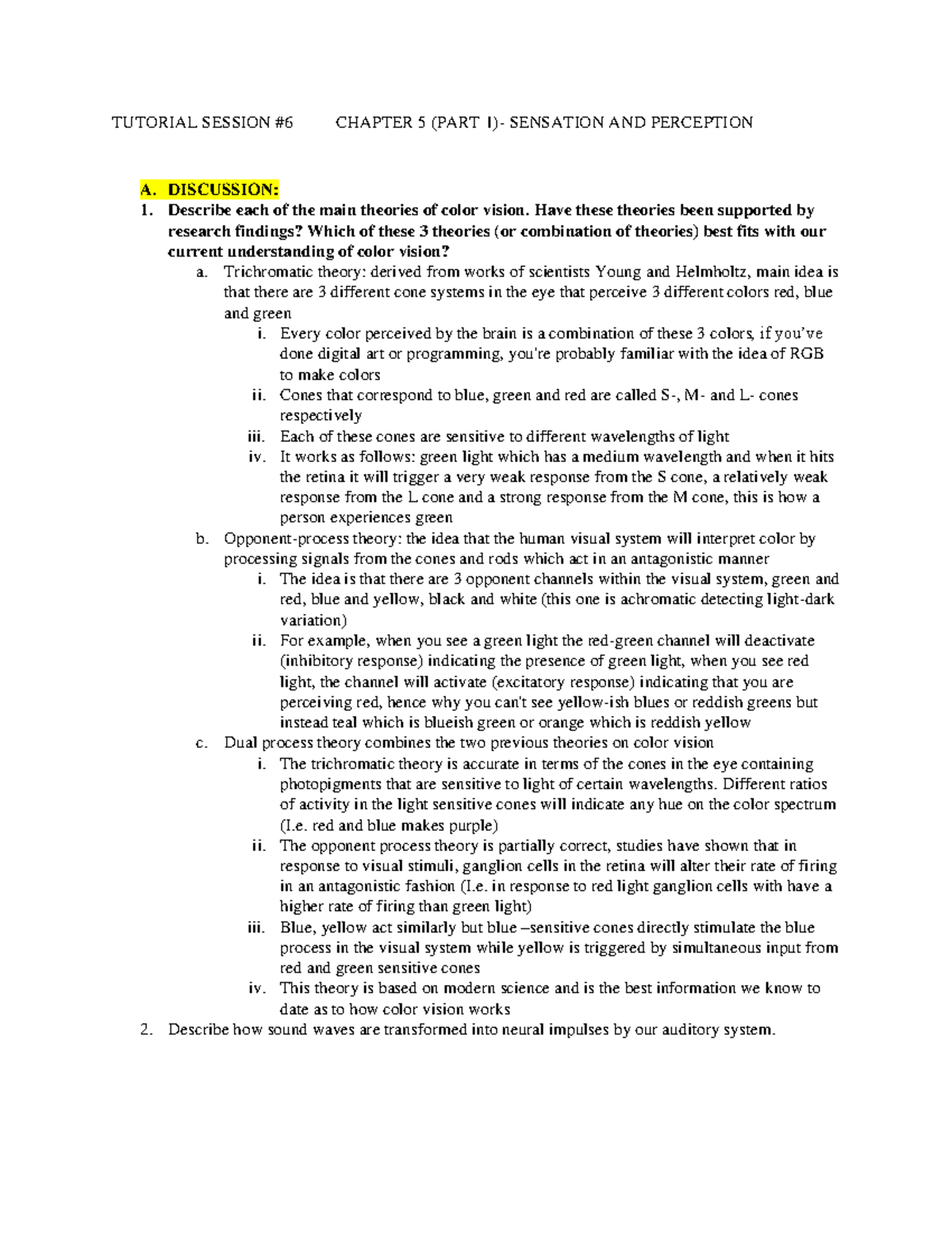 Psych 1002 - Tutorial Week 6 - TUTORIAL SESSION #6 CHAPTER 5 (PART 1 ...