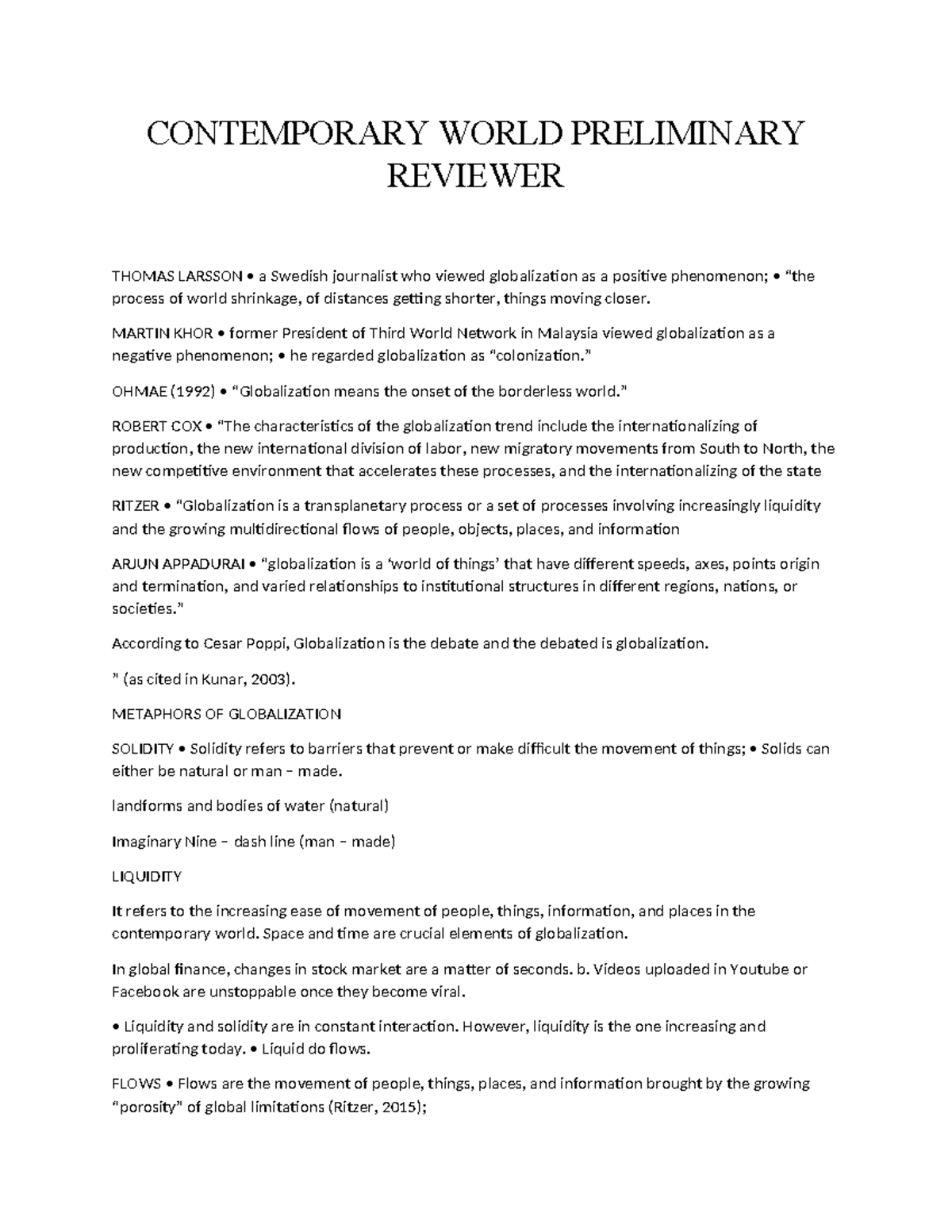 Contemporary World Preliminary Reviewer - CONTEMPORARY WORLD ...