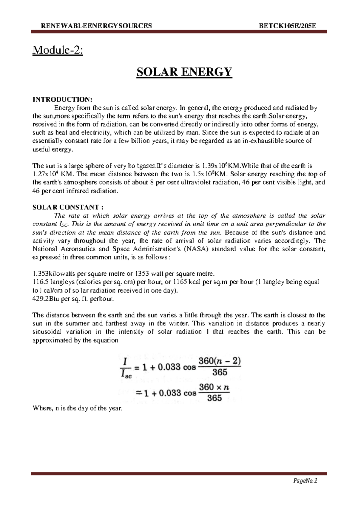 Module-2 Solar Power (1) - Module- 2 : SOLAR ENERGY INTRODUCTION ...