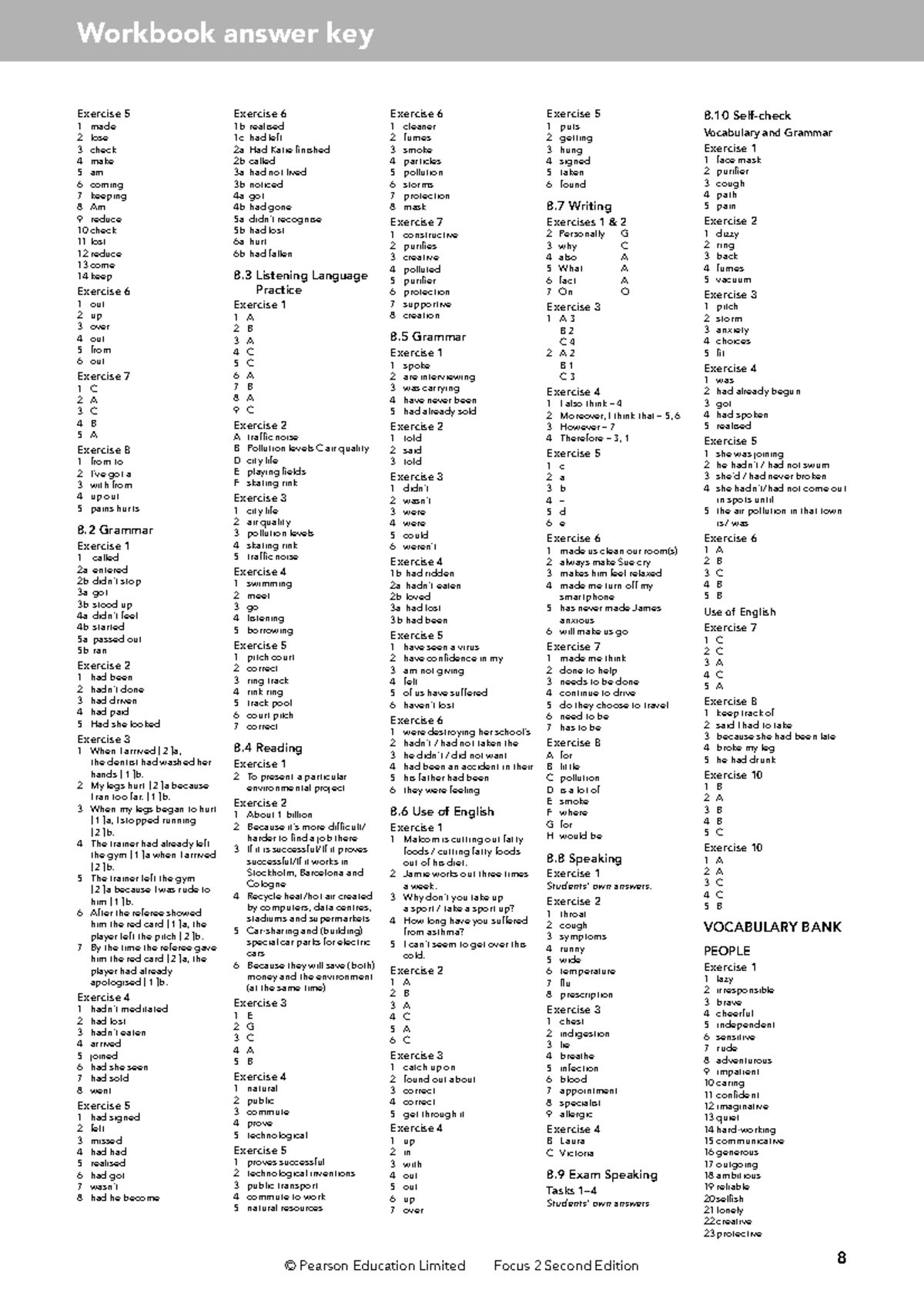 Focus 2 - Workbook Answer Key for Exercises 5 to 8 - Studocu