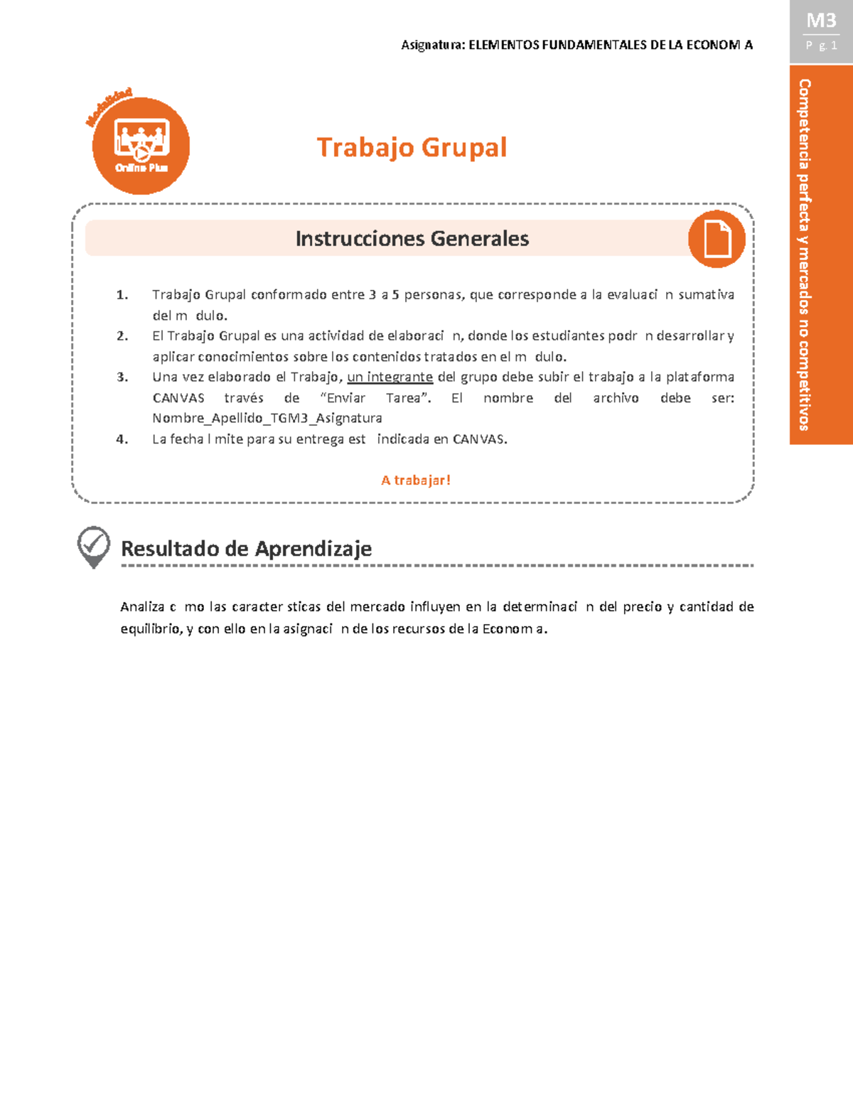 M3 - Trabajo Grupal: Elementos Fundamentales de la Economía - Studocu