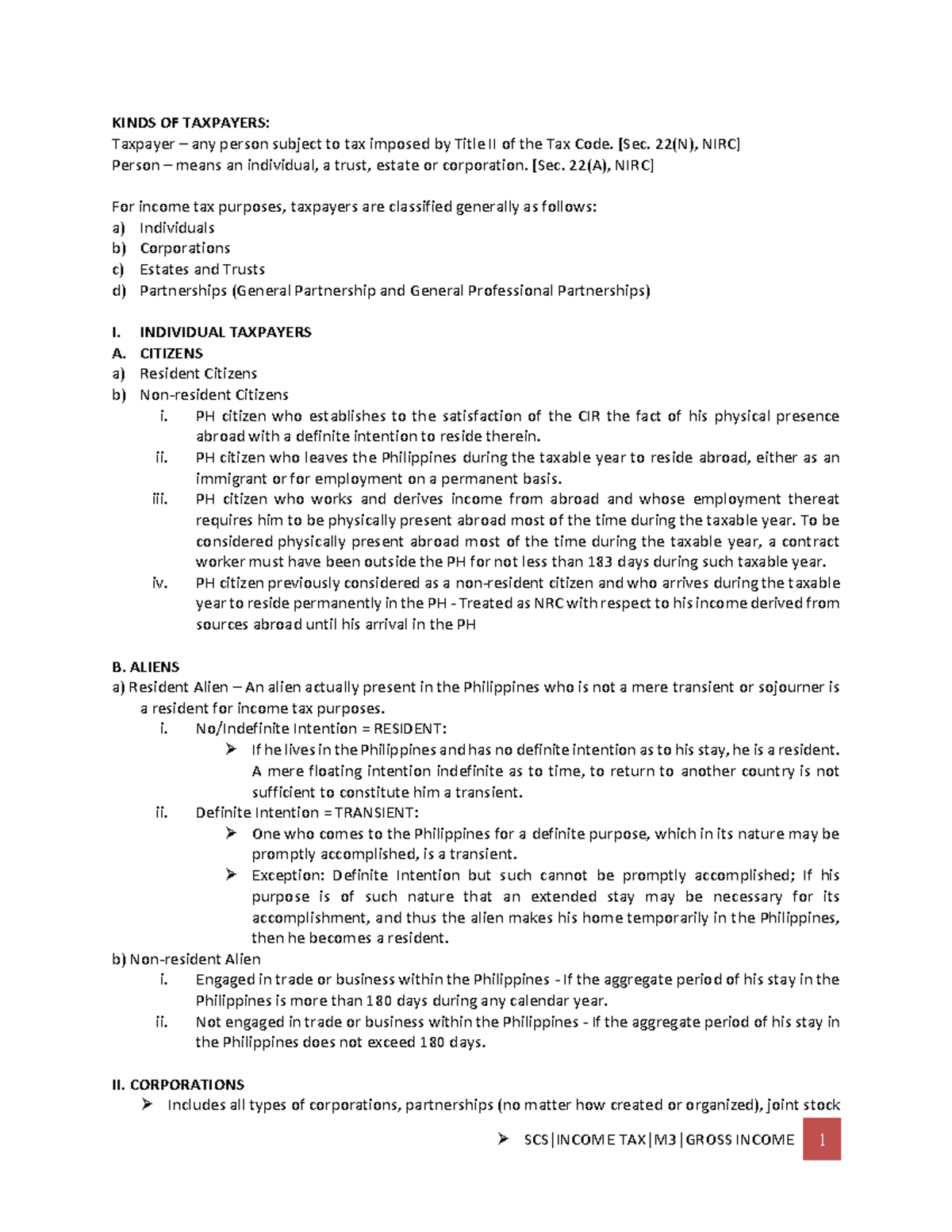 Income Tax M3 Overview of Taxpayer Types and Income Sources - Studocu