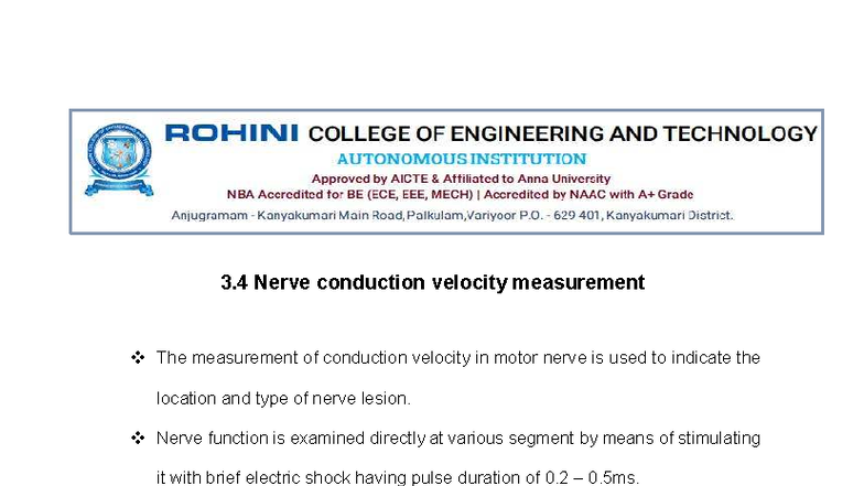 3.4 Nerve Conduction Velocity Measurement - Study Material - Studocu