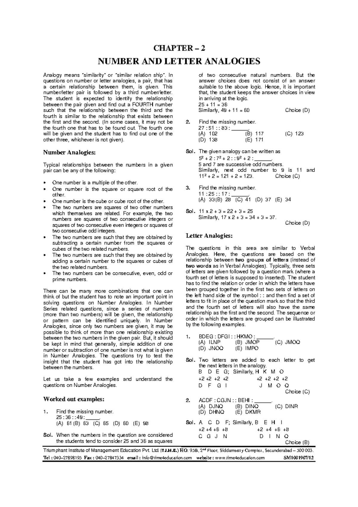 SM1001907 Chapter 2: Understanding Number and Letter Analogies - Studocu