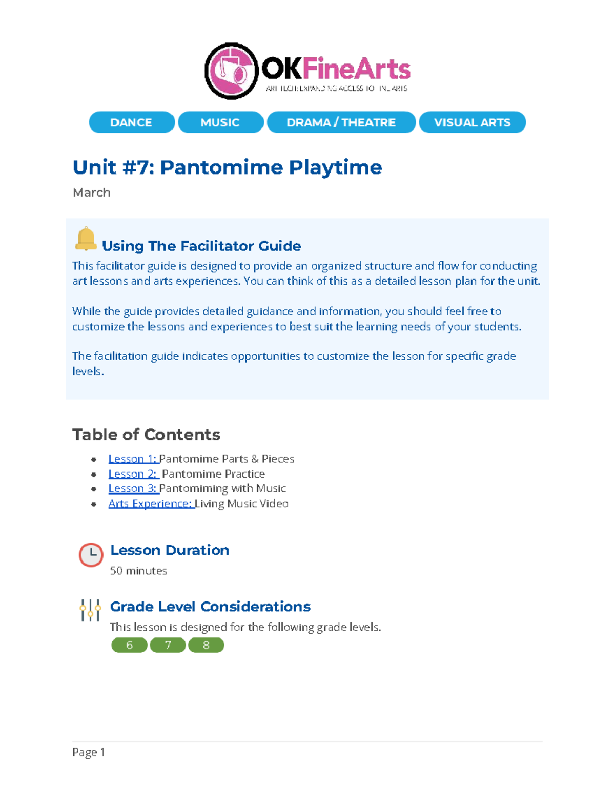 Unit 7 Drama Theatre: Pantomime Playtime Facilitator Guide - Studocu