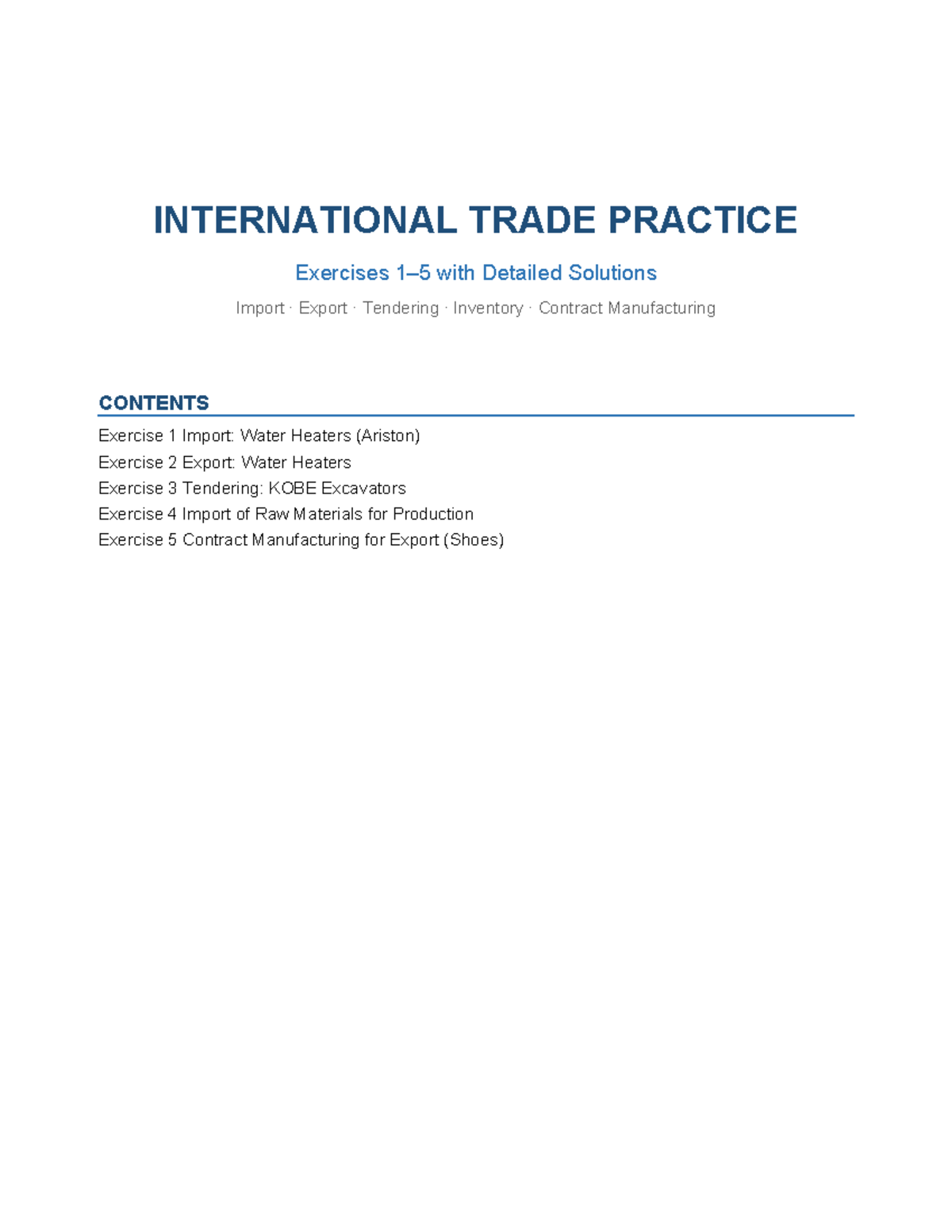 International Trade Practice Exercises 1-5 with Solutions - Studocu