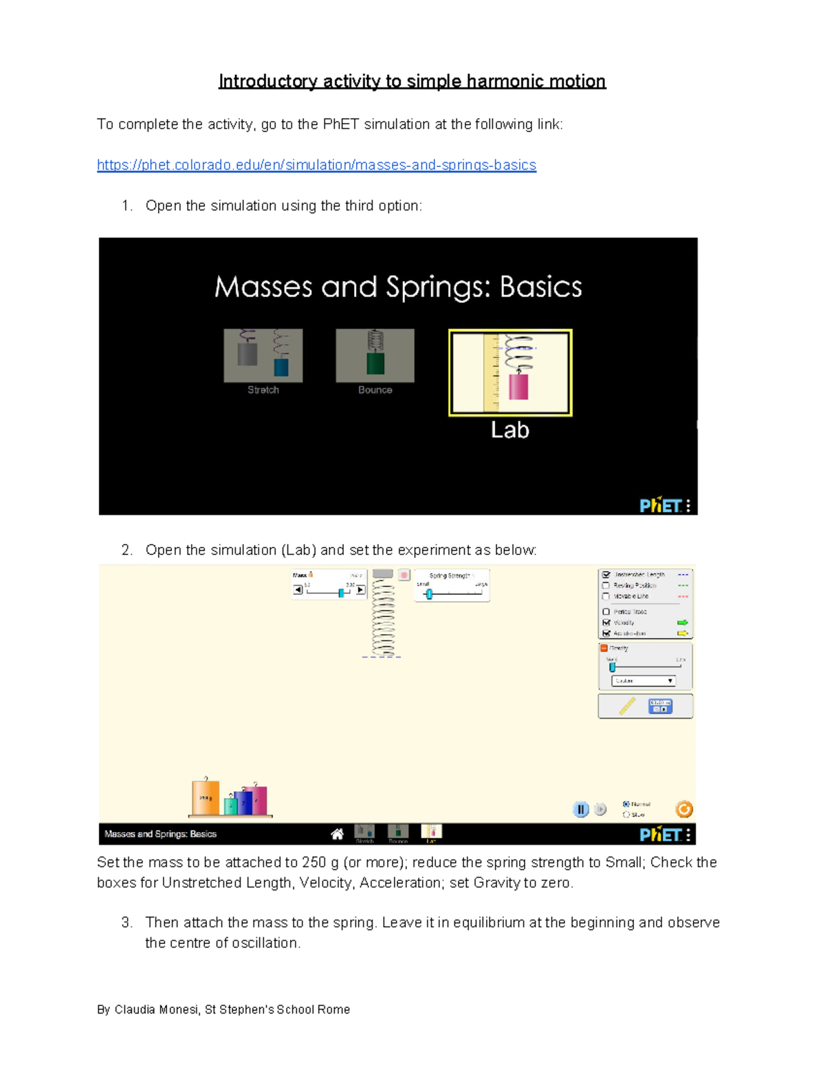 Oscillations - PhET Simulation Lab Activity on SHM Steps - Studocu
